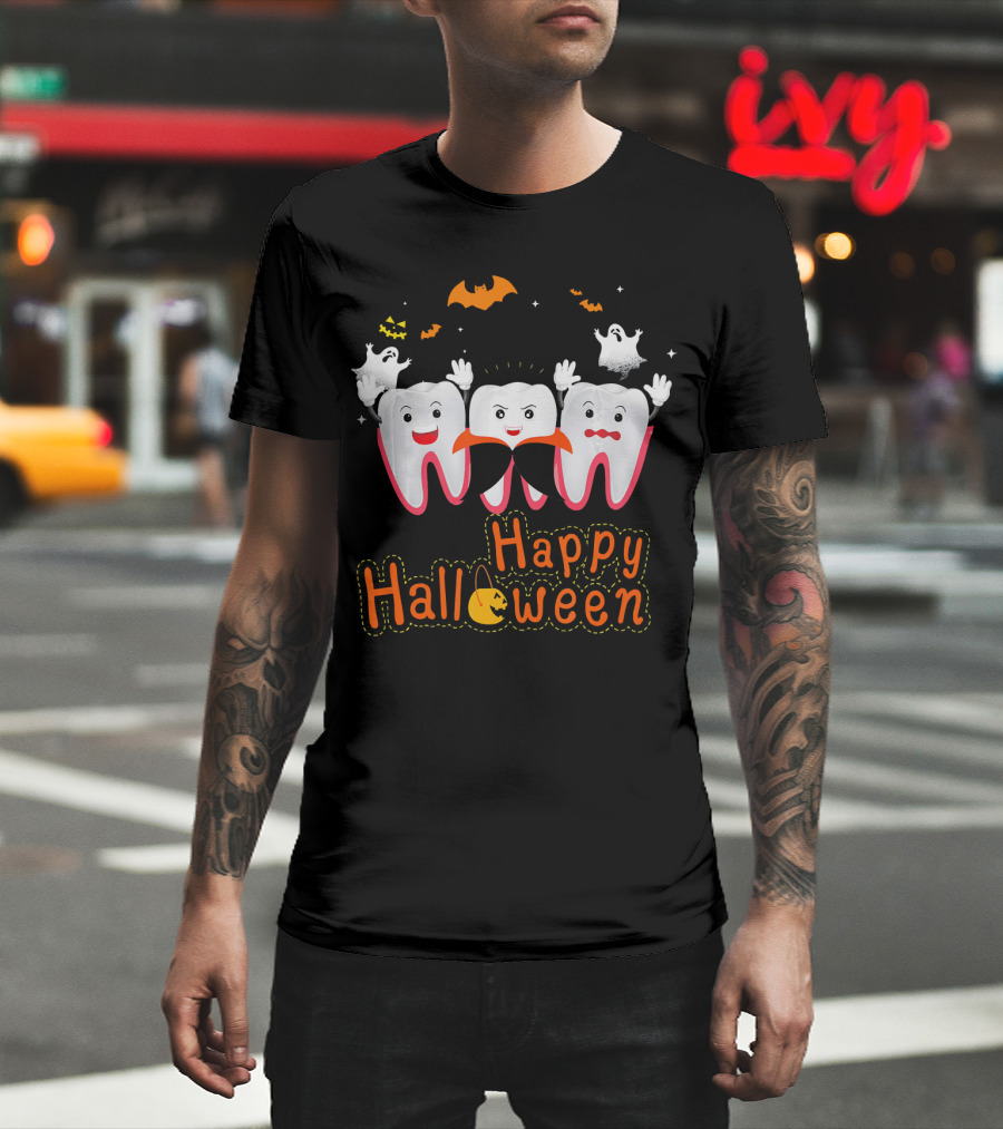 Happy Halloween Funny Ghosts And Teeth T-Shirt