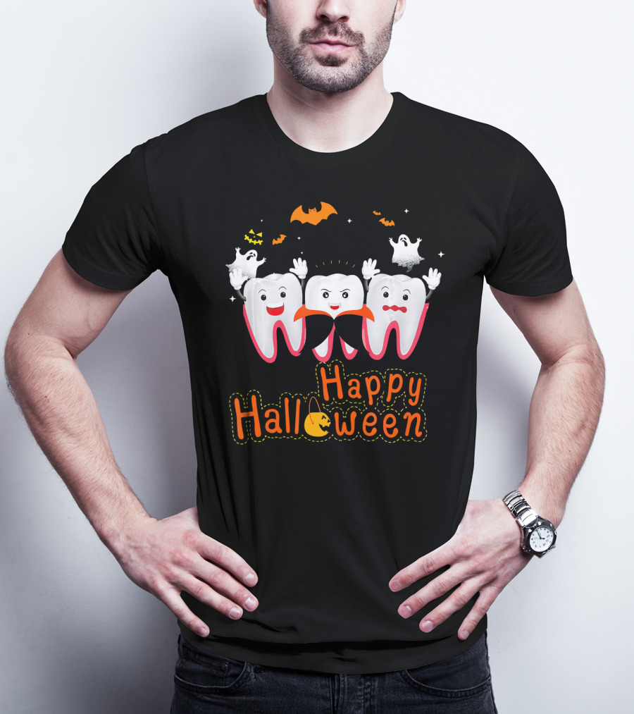 Happy Halloween Funny Ghosts And Teeth T-Shirt