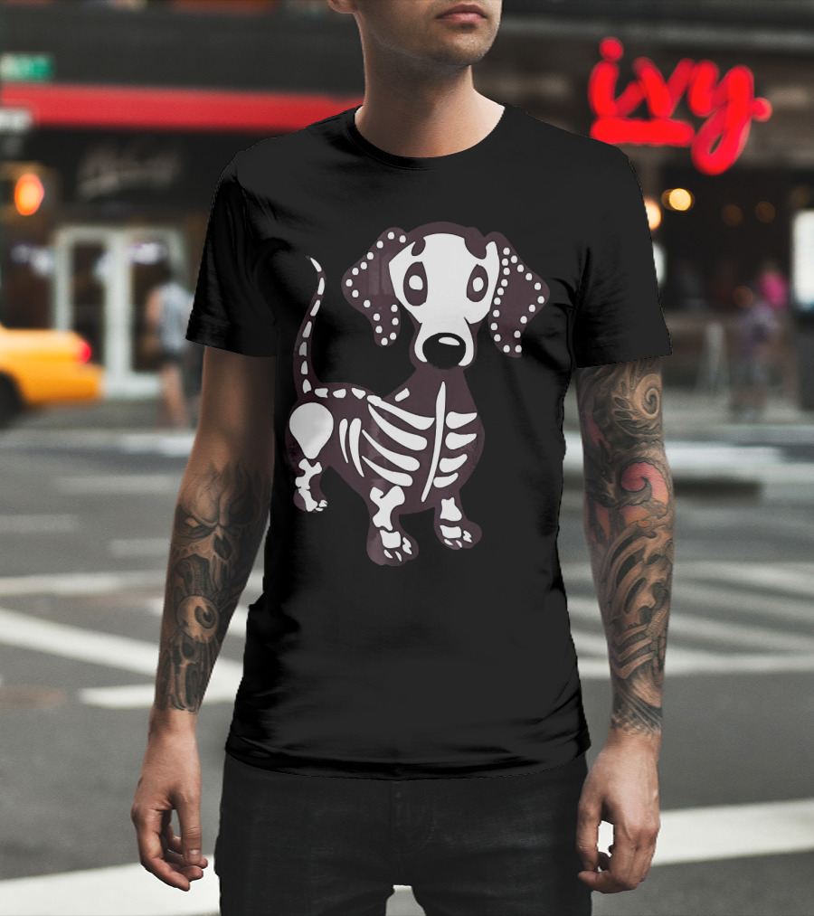 Dachshund Skeleton Skull Creepy Canine Bone T-Shirt