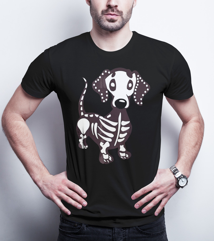 Dachshund Skeleton Skull Creepy Canine Bone T-Shirt