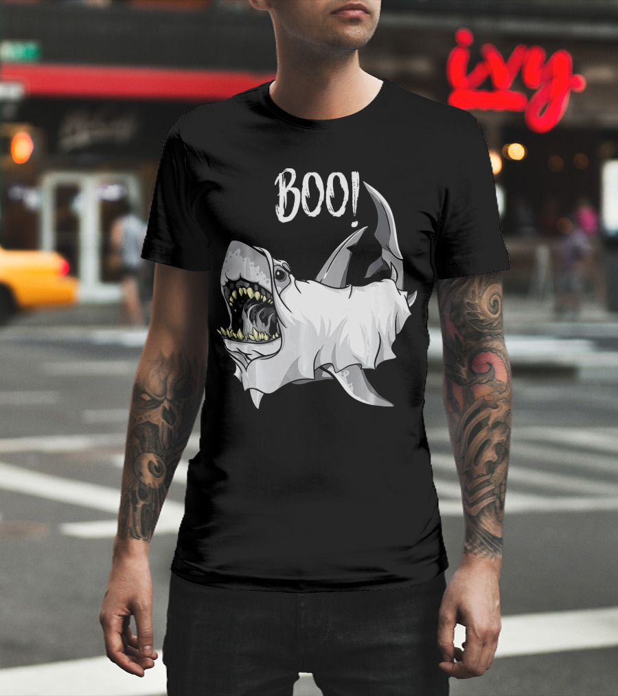 BOO Great White Shark Ghost T-Shirt