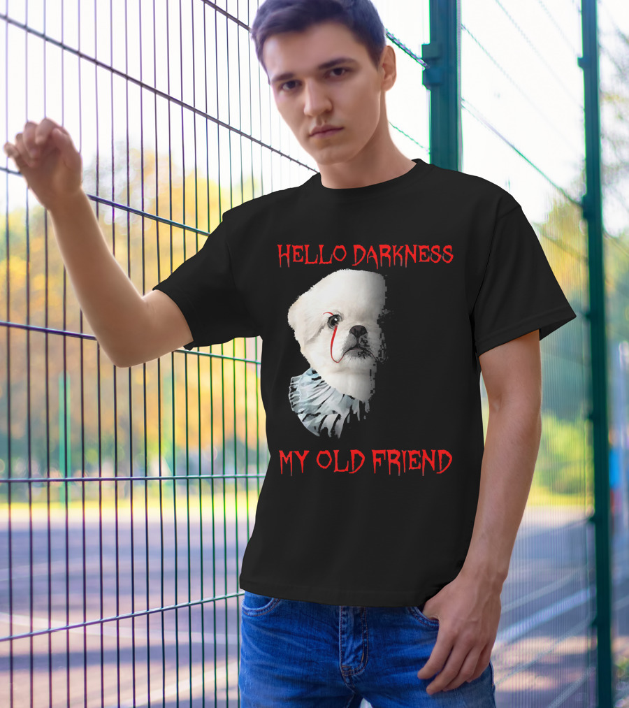 Halloween Hello Darkness My Old Friend Creepy Clown Dog T-Shirt