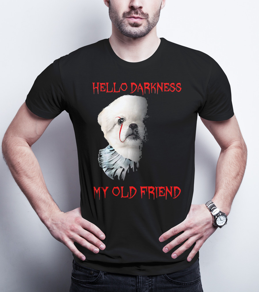 Halloween Hello Darkness My Old Friend Creepy Clown Dog T-Shirt