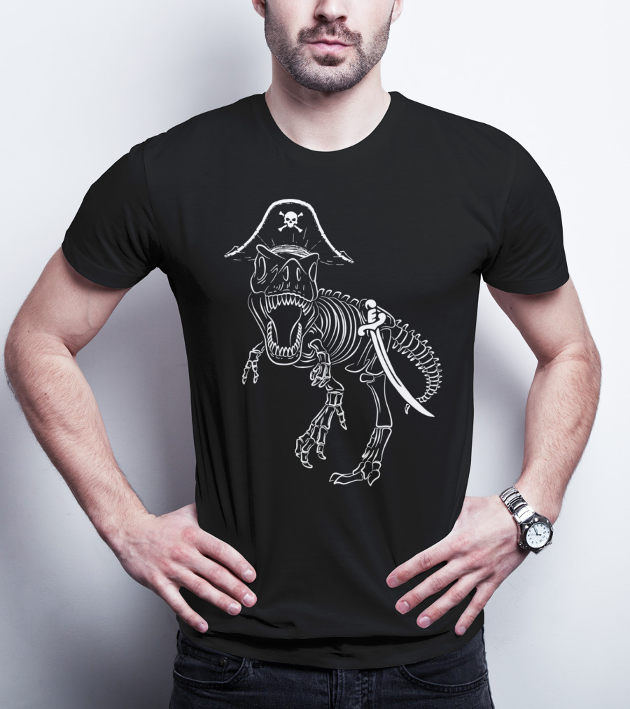 T-Rex Skeleton With Pirate Hat And Sword T-Shirt
