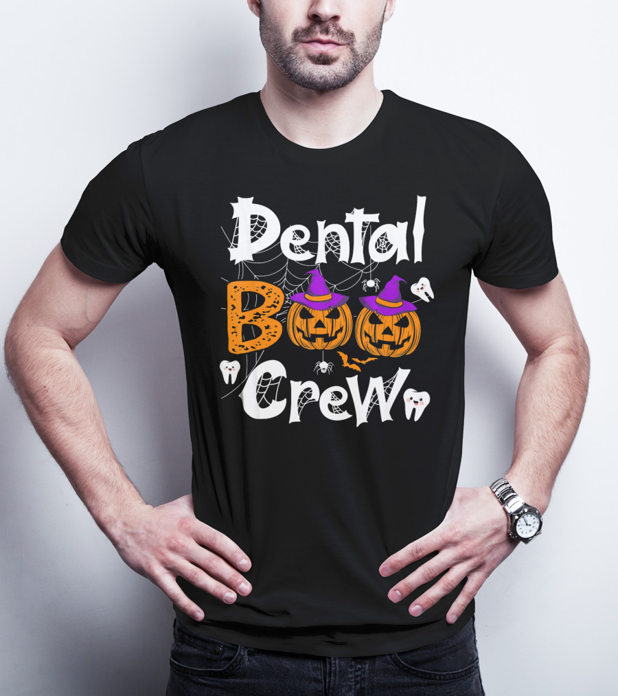 Dental Boo Crew Halloween Dental Humor Pumpkins Teeth Spiders T-Shirt