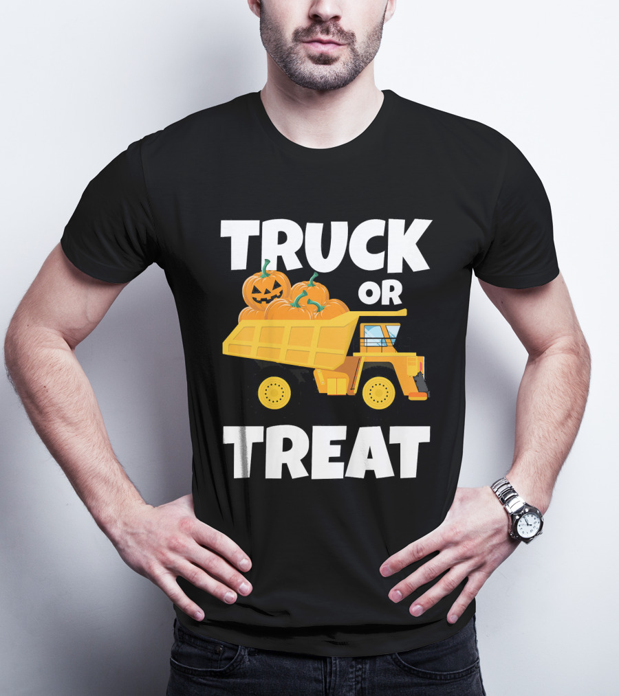 Kids Halloween Toddlers Boys Truck Or Treat Pumpkins T-Shirt