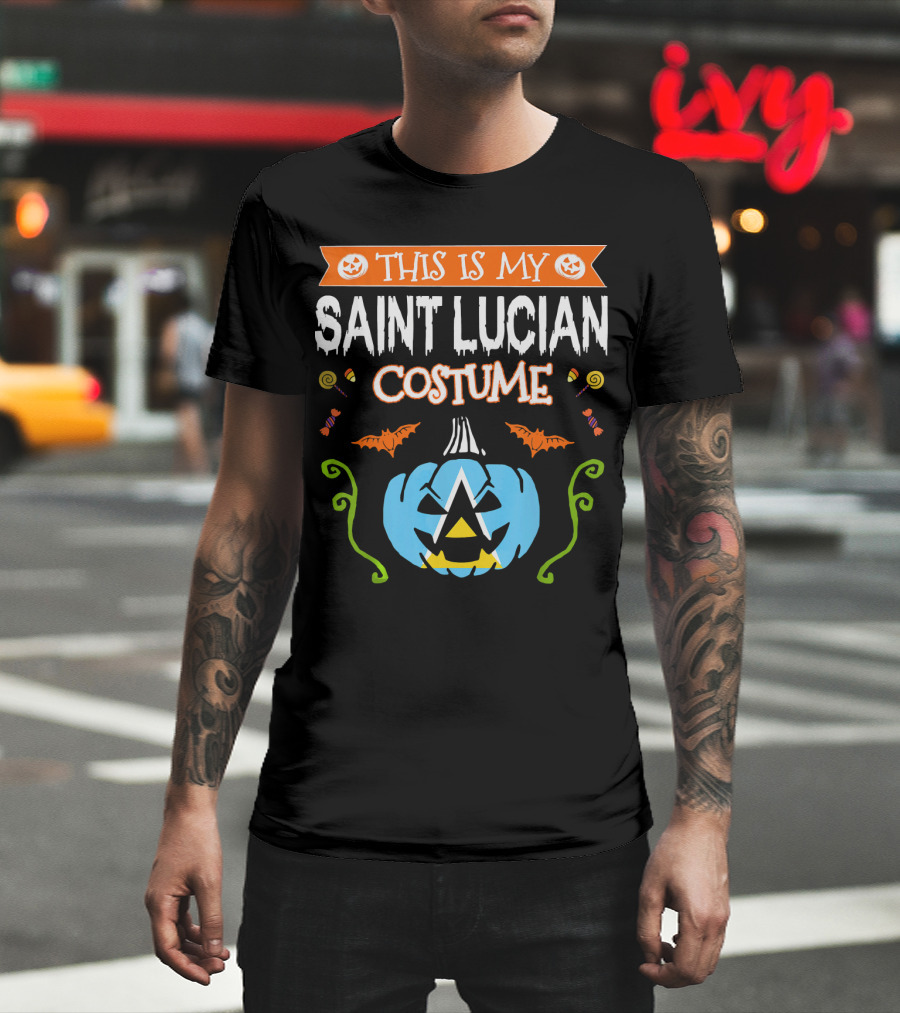 This Is My Saint Lucian Costume Halloween Pumpkin Bat T-Shirt