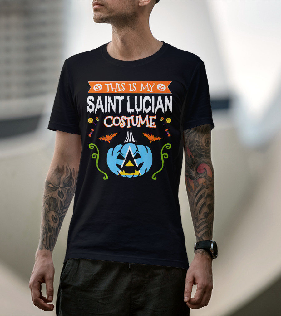 This Is My Saint Lucian Costume Halloween Pumpkin Bat T-Shirt