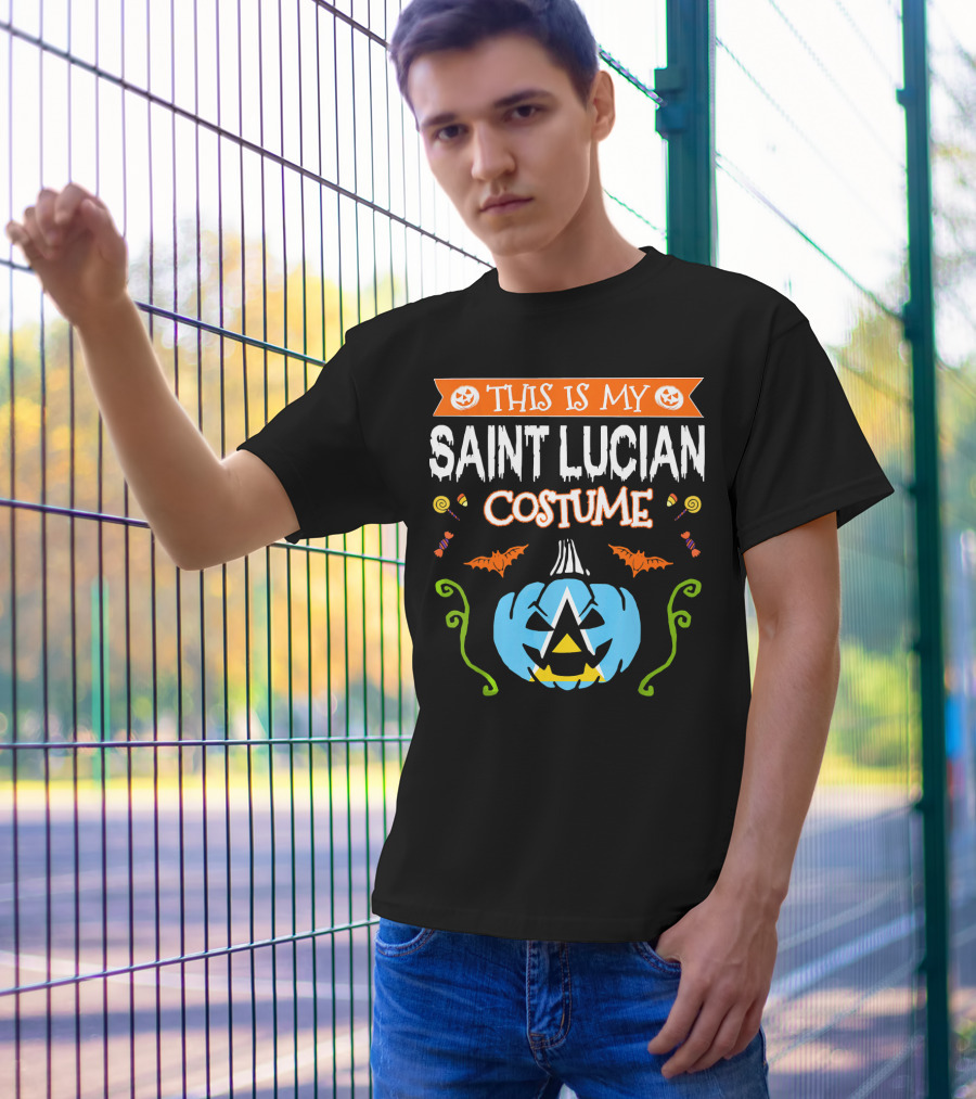 This Is My Saint Lucian Costume Halloween Pumpkin Bat T-Shirt