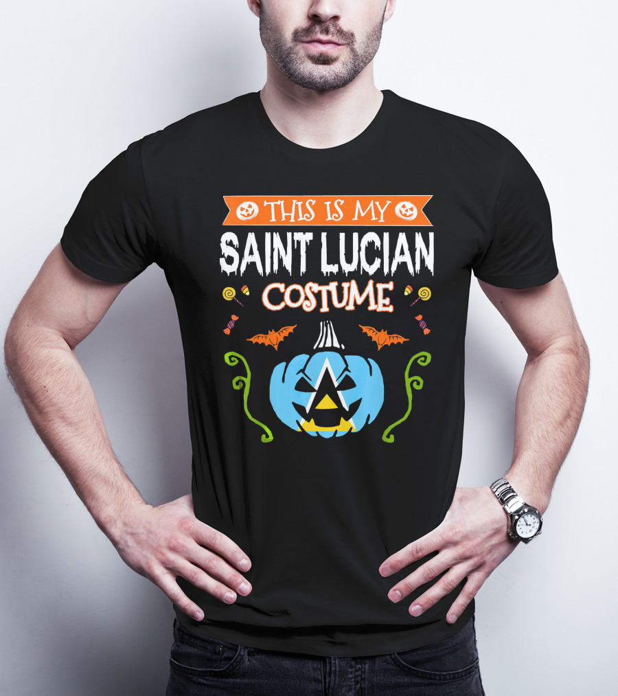 This Is My Saint Lucian Costume Halloween Pumpkin Bat T-Shirt