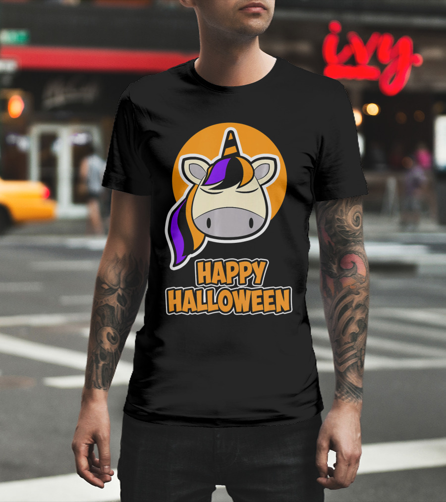 Happy Halloween Colorful Sleeping Unicorn T-Shirt