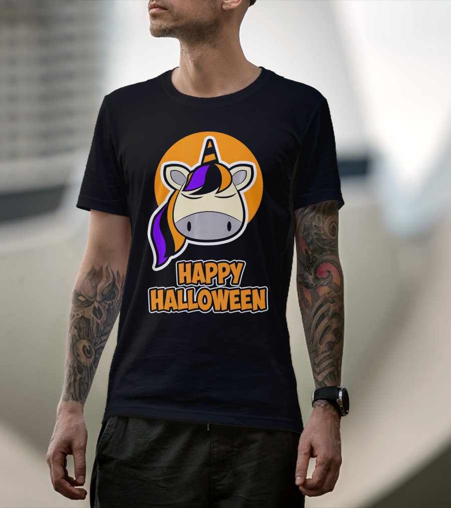 Happy Halloween Colorful Sleeping Unicorn T-Shirt