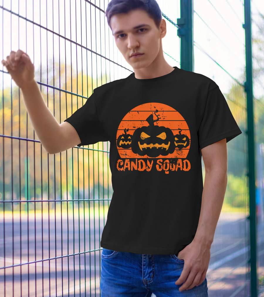 Candy Squad Scary Pumpkin Trick Halloween T-Shirt