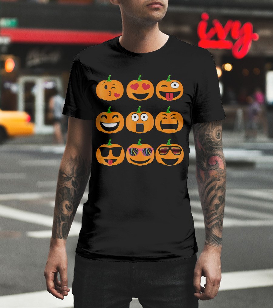 Emoji Pumpkin Jack O Lantern Expressions T-Shirt