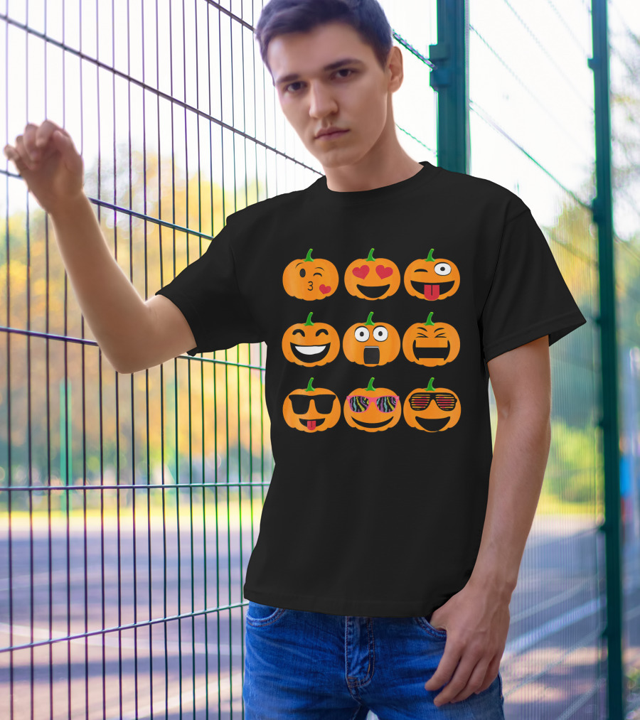 Emoji Pumpkin Jack O Lantern Expressions T-Shirt