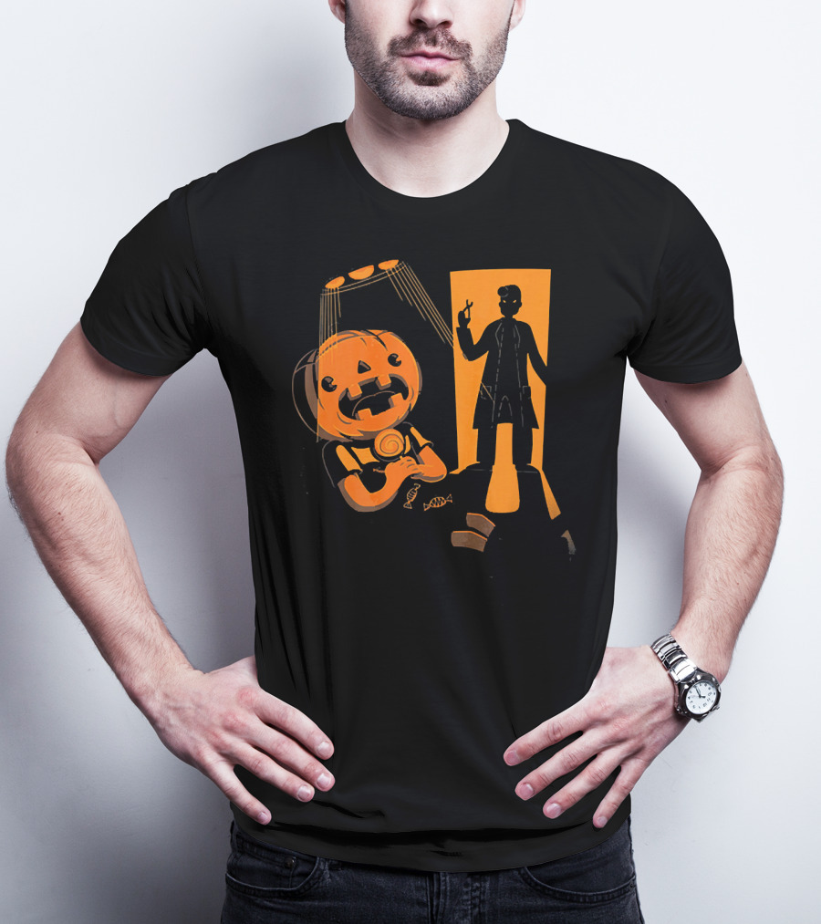 Dentist Halloween Horror Pumpkin Patient Dental Hygienist Shadow T-Shirt