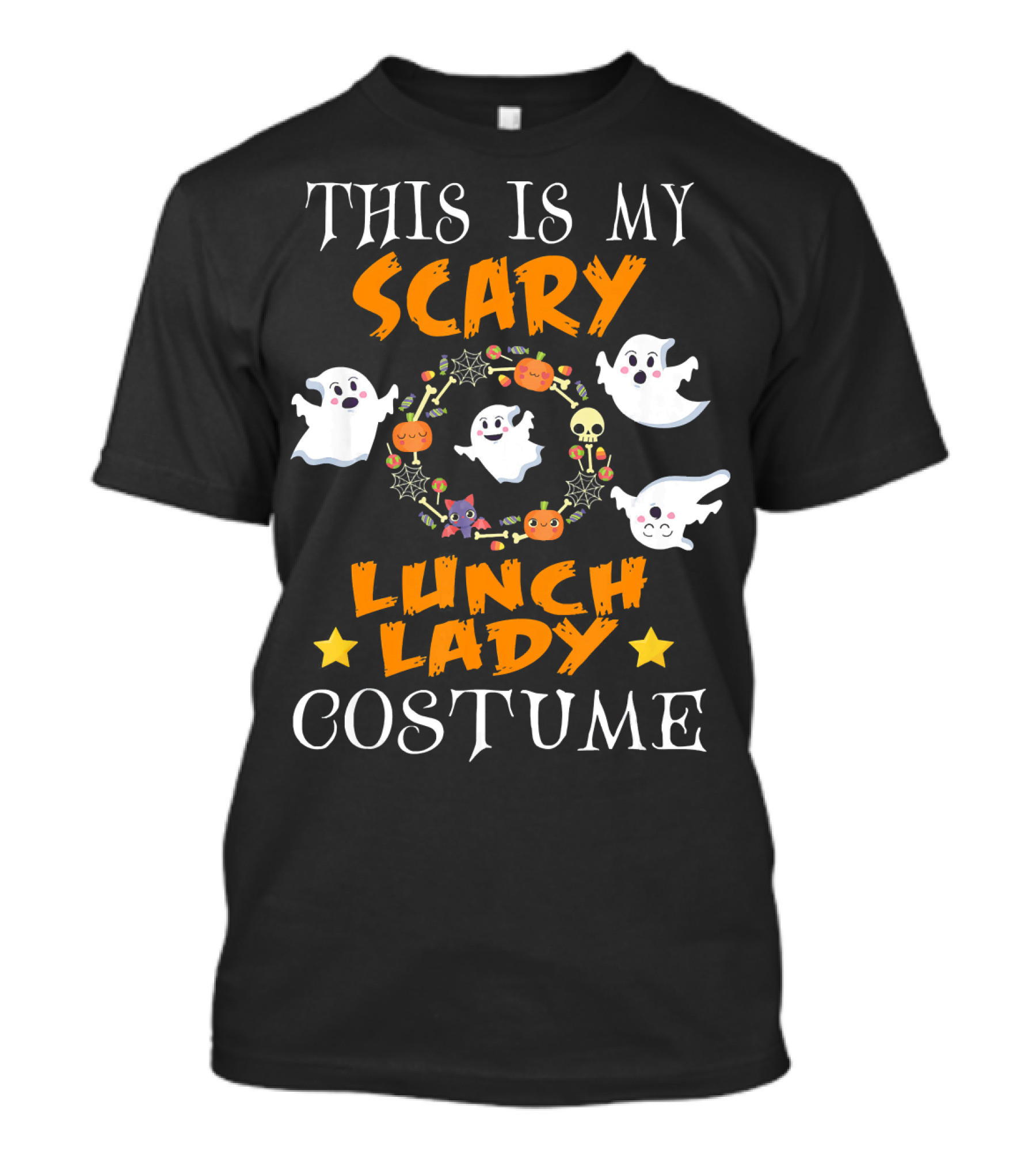 This Is My Scary Lunch Lady Costume With Ghosts And Halloween Elements T-Shirt