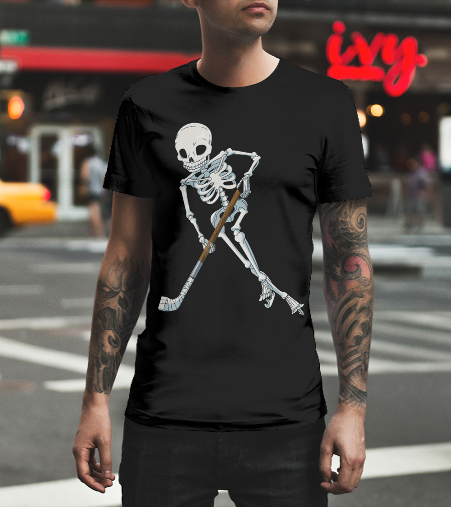 Skeleton Hockey Player Iconic Skating Pose T-Shirt