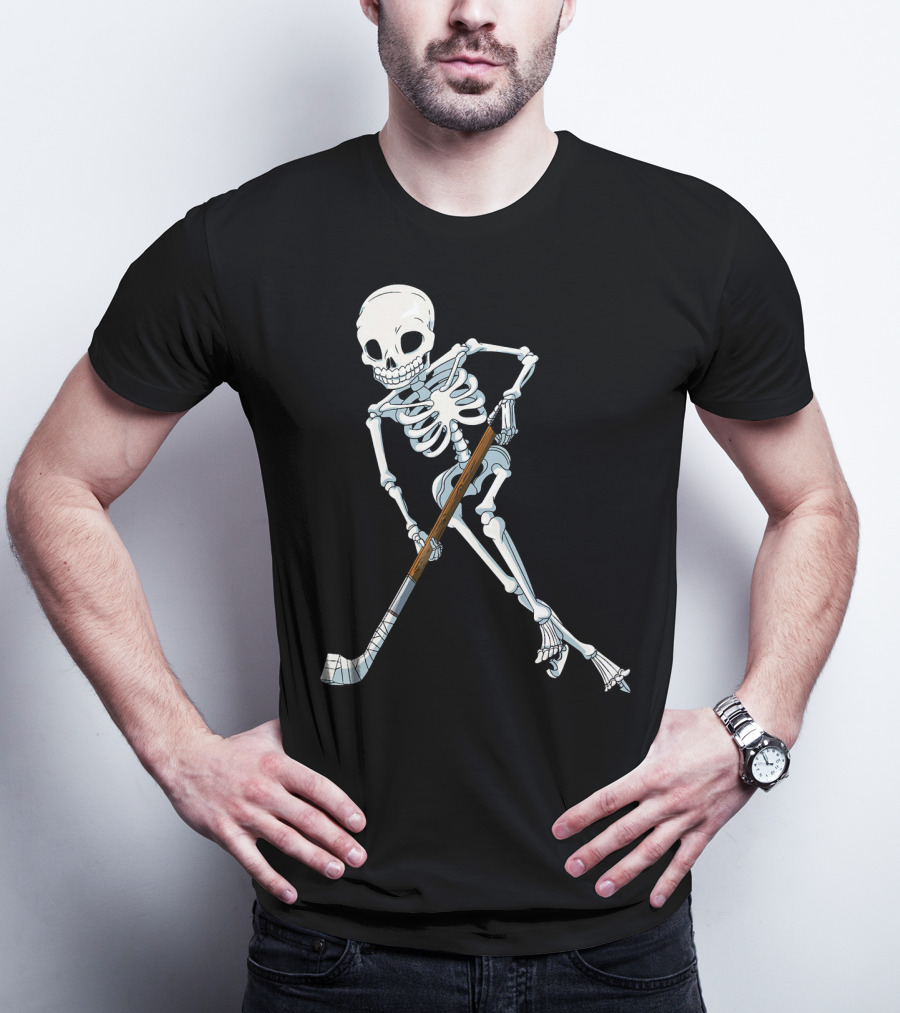 Skeleton Hockey Player Iconic Skating Pose T-Shirt