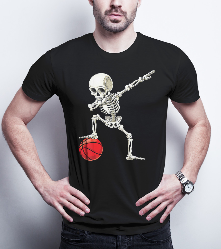 Dab Skeleton Dabbing Basketball Skeleton Pose T-Shirt