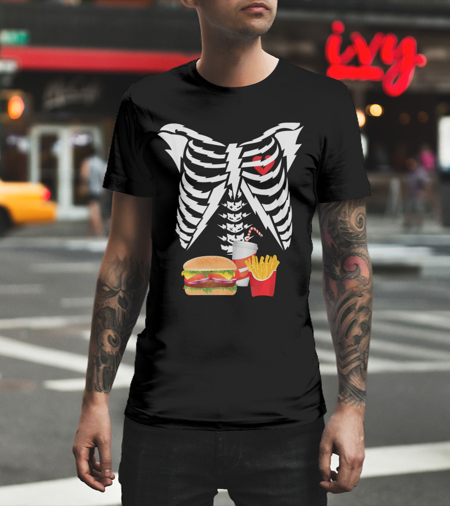 Xray Skeleton Rib Cage Burger Fries Drink Combo T-Shirt