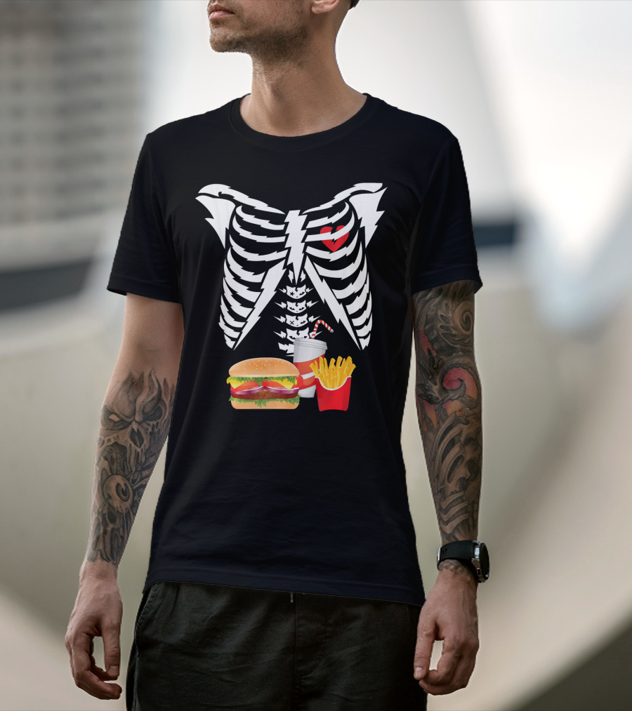 Xray Skeleton Rib Cage Burger Fries Drink Combo T-Shirt