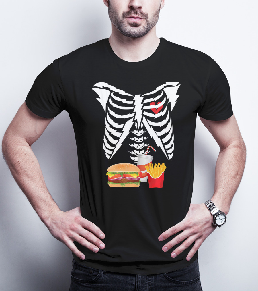 Xray Skeleton Rib Cage Burger Fries Drink Combo T-Shirt