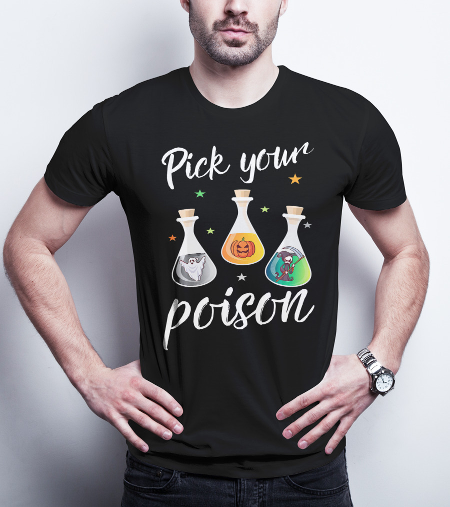 Pick Your Poison Ghost Pumpkin Grim Reaper Potions T-Shirt