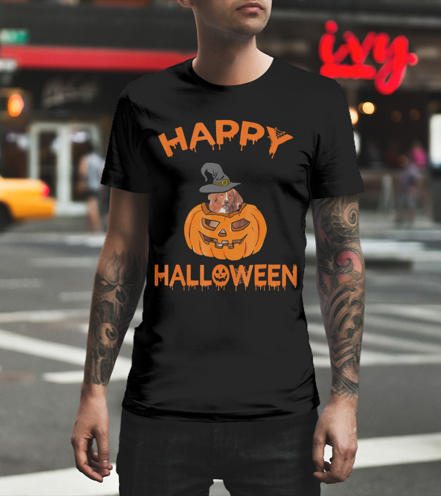 Happy Halloween Nova Scotia Duck Tolling Retriever Pumpkin T-Shirt