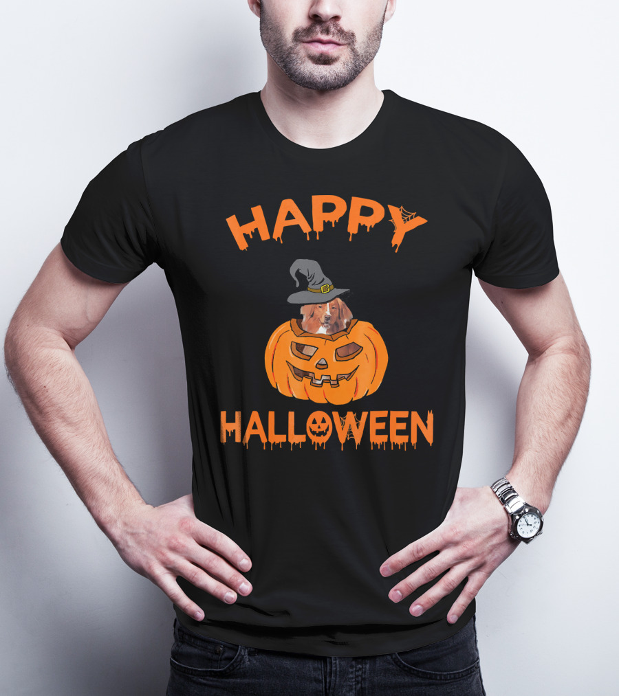 Happy Halloween Nova Scotia Duck Tolling Retriever Pumpkin T-Shirt