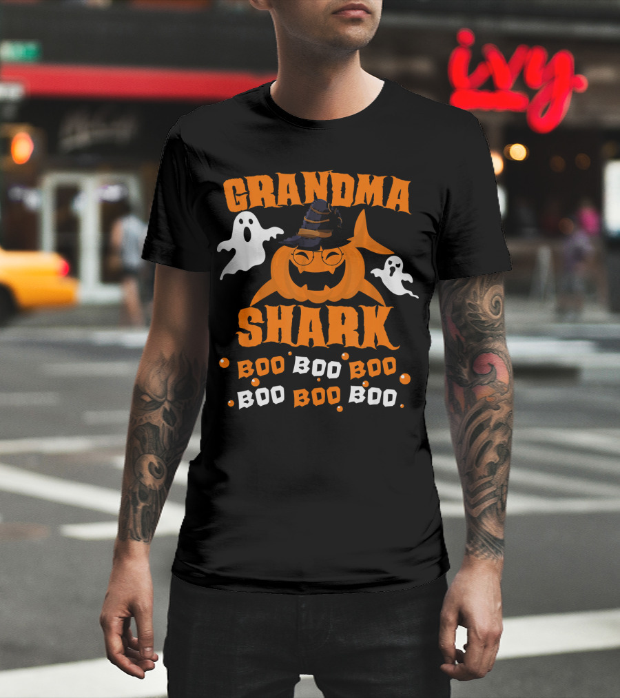 Grandma Shark Witch Boo Boo Boo Halloween Ghosts T-Shirt