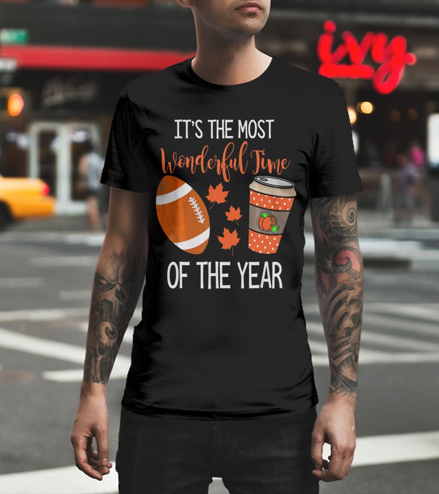It's The Most Wonderful Time Of The Year Thanksgiving Halloween Pumpkin Football T-Shirt