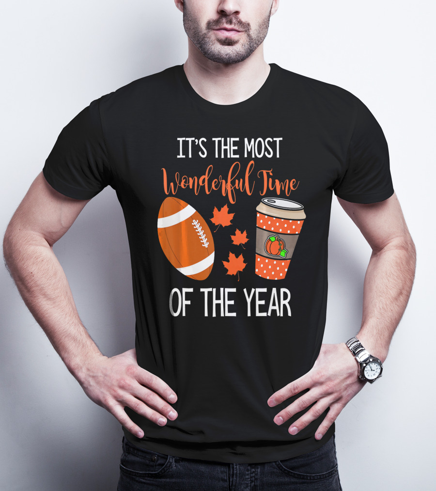 It's The Most Wonderful Time Of The Year Thanksgiving Halloween Pumpkin Football T-Shirt