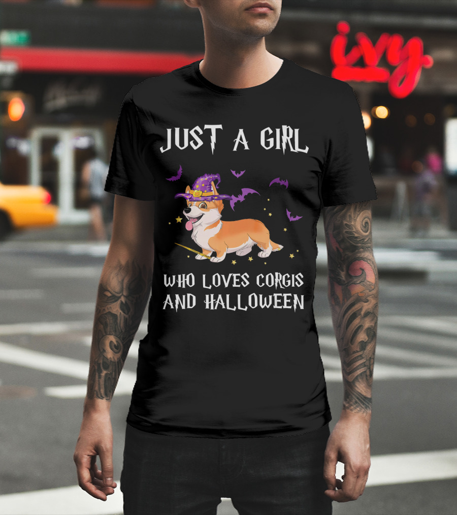 Just A Girl Who Loves Corgis And Halloween T-Shirt