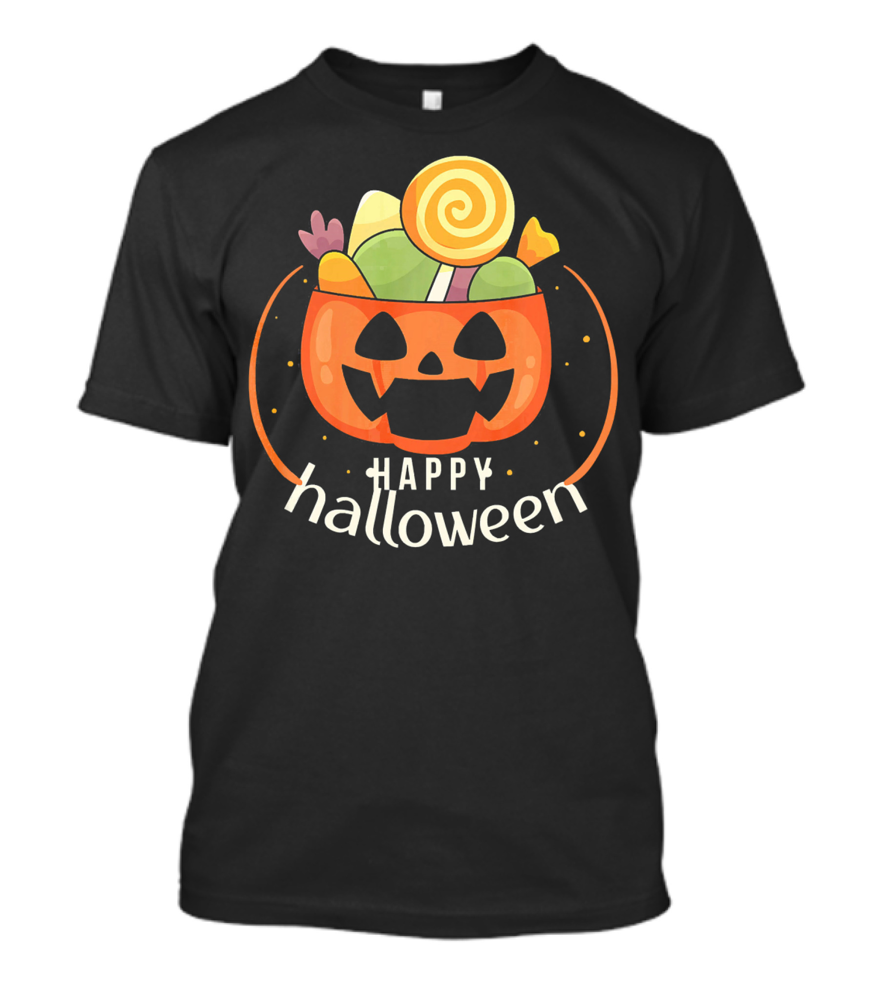 Happy Halloween Pumpkin Orange JackOLantern Candy Bucket T-Shirt