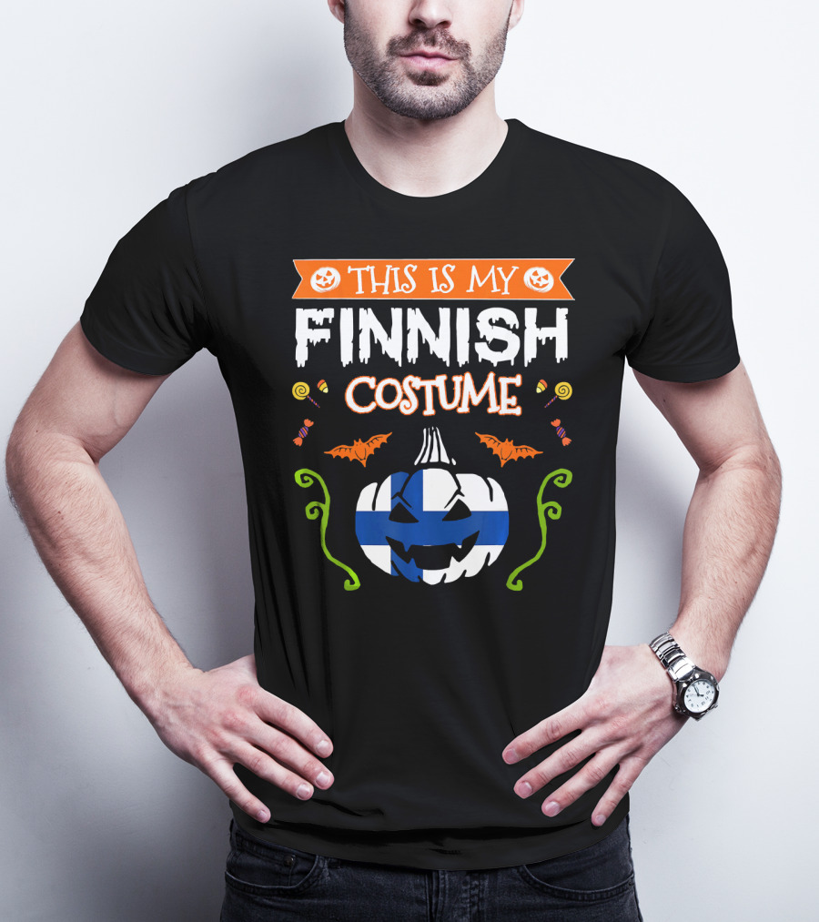 This Is My Finnish Costume Halloween Pumpkin With Finland Flag T-Shirt