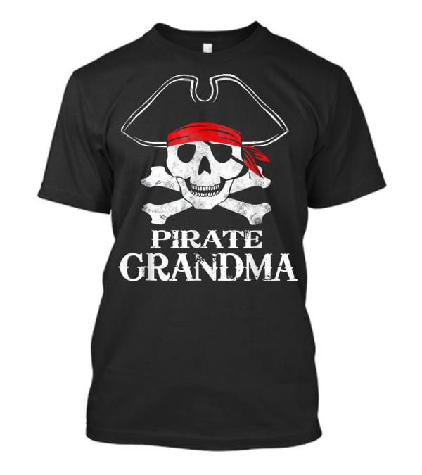 Pirate Grandma Skull Crossbones Red Bandana T-Shirt