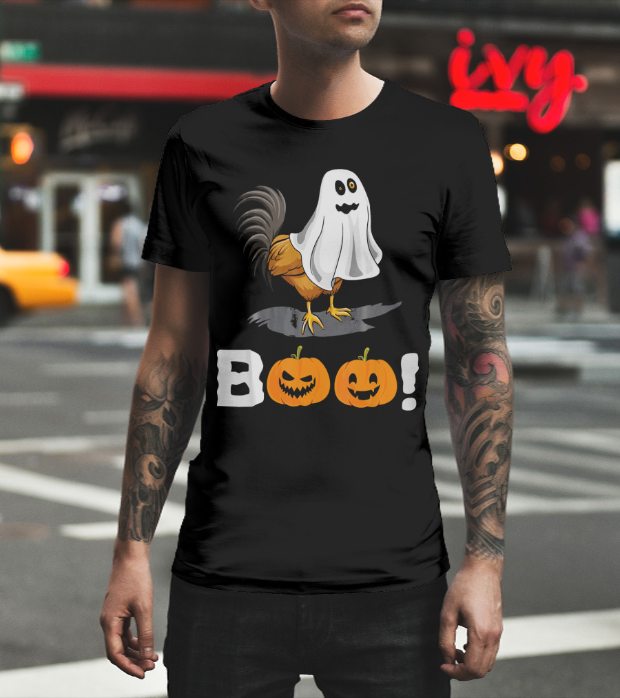 Boo Chicken Halloween Costume With Pumpkins T-Shirt