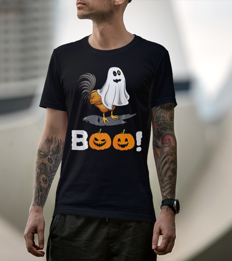 Boo Chicken Halloween Costume With Pumpkins T-Shirt