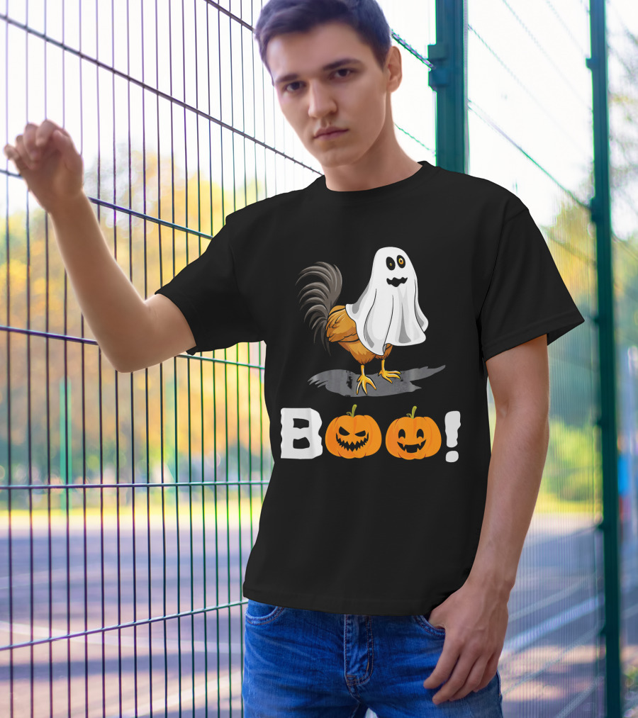 Boo Chicken Halloween Costume With Pumpkins T-Shirt