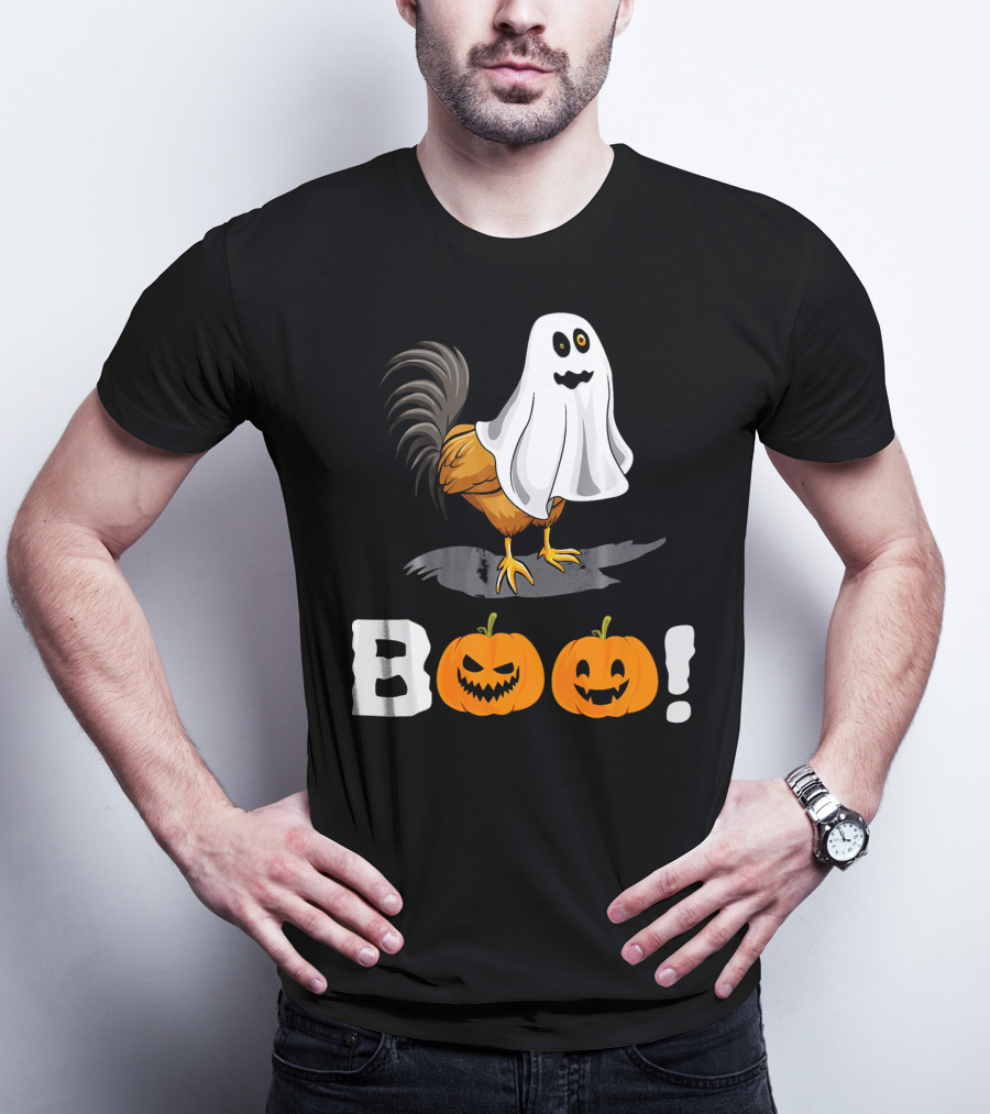 Boo Chicken Halloween Costume With Pumpkins T-Shirt