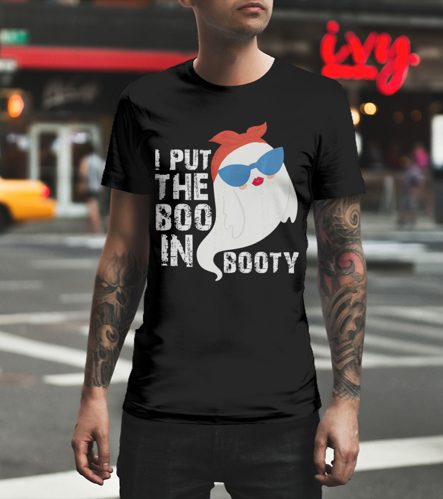 I Put The Boo In Booty Ghost With Sunglasses And Red Bandana T-Shirt