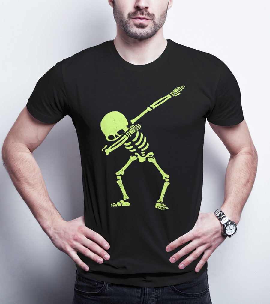 Dabbing Skeleton Glow In The Dark Hip Hop Skull T-Shirt