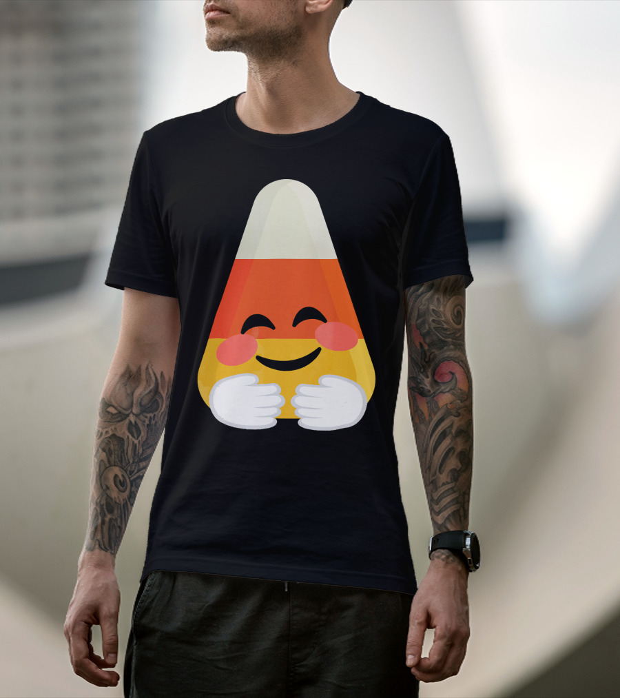 Candy Corn Emoji Hugs Embrace T-Shirt