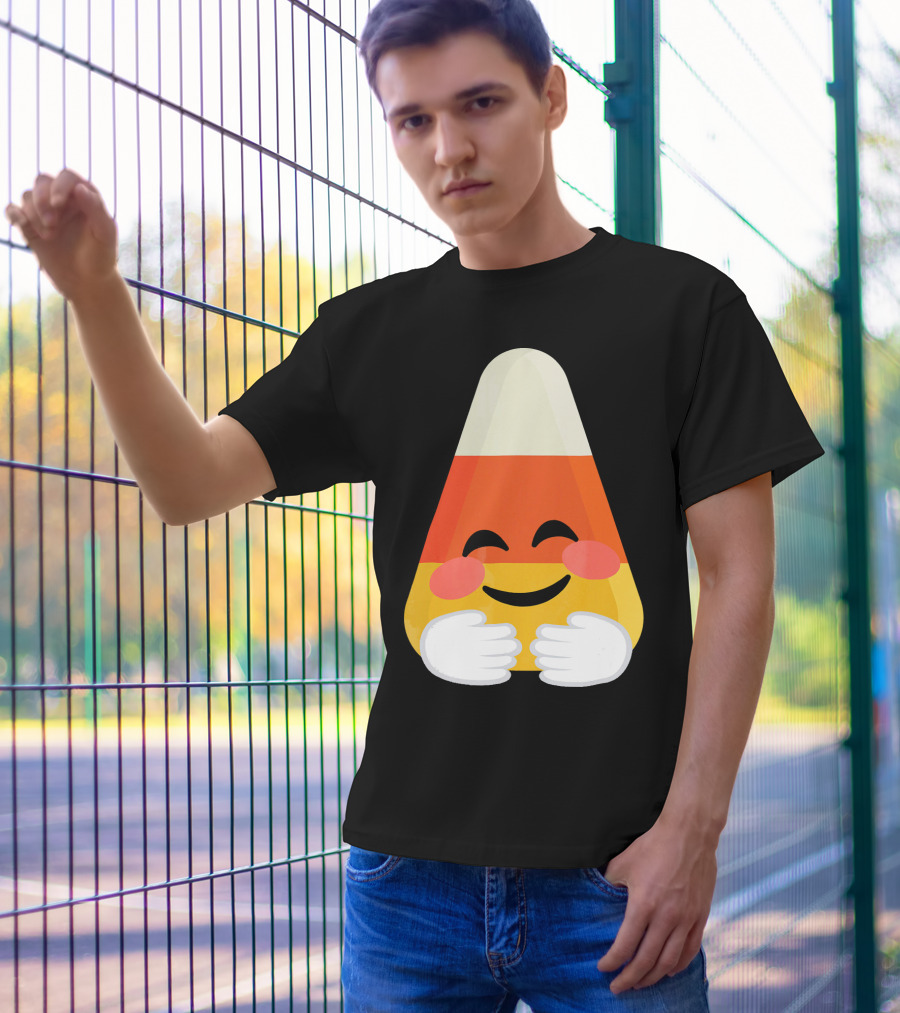Candy Corn Emoji Hugs Embrace T-Shirt