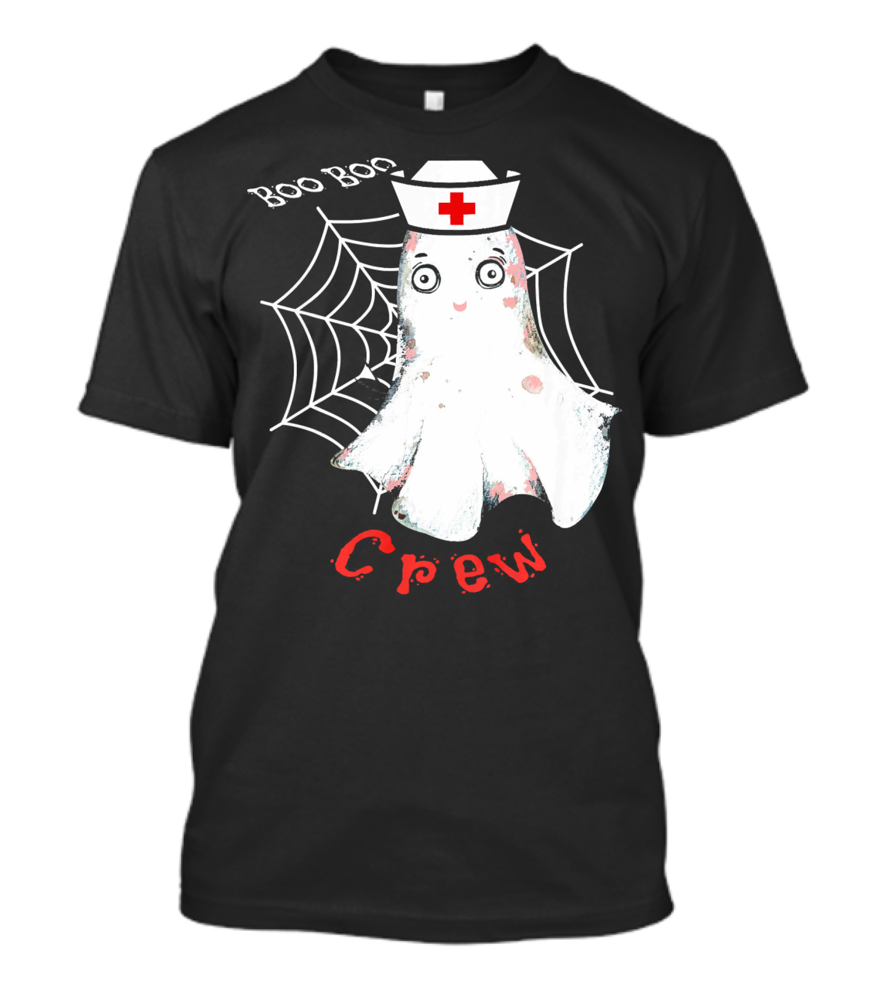 Boo Boo Crew Nurse Ghost Halloween Costume Spooky Spiderweb T-Shirt