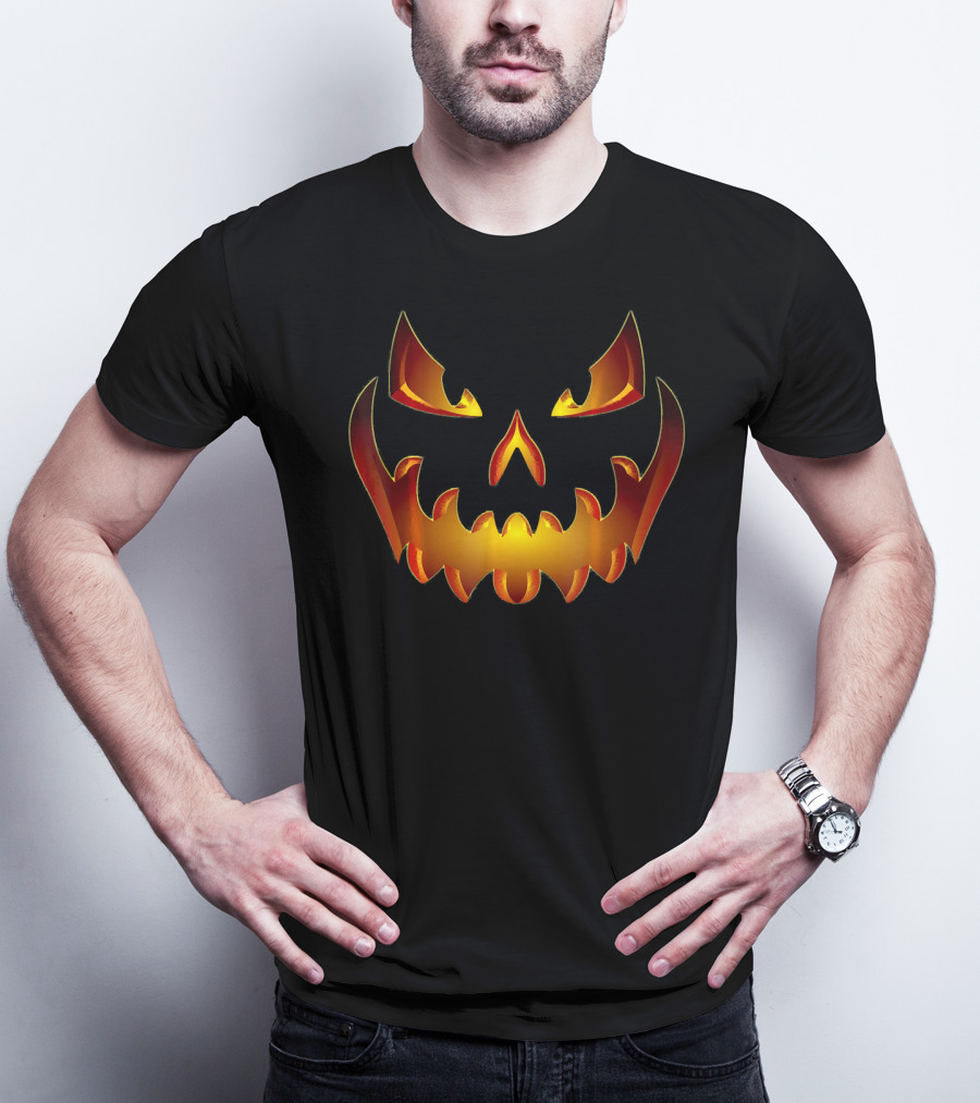 Spooky Halloween Scary Pumpkin Jack O Lantern Face T-Shirt