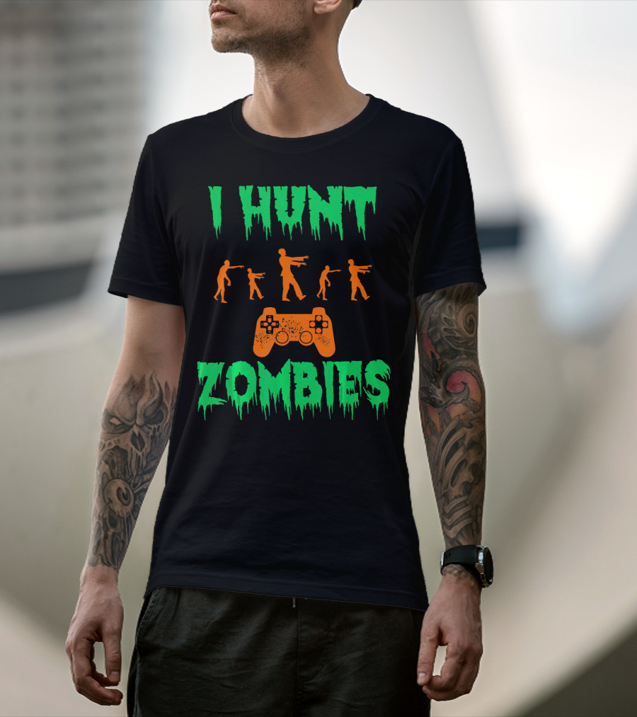 I Hunt Zombies Funny Halloween Video Gamer Costume T-Shirt