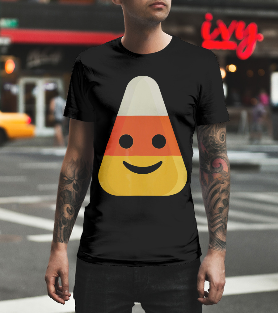 Candy Corn Smiling Emoji Face T-Shirt