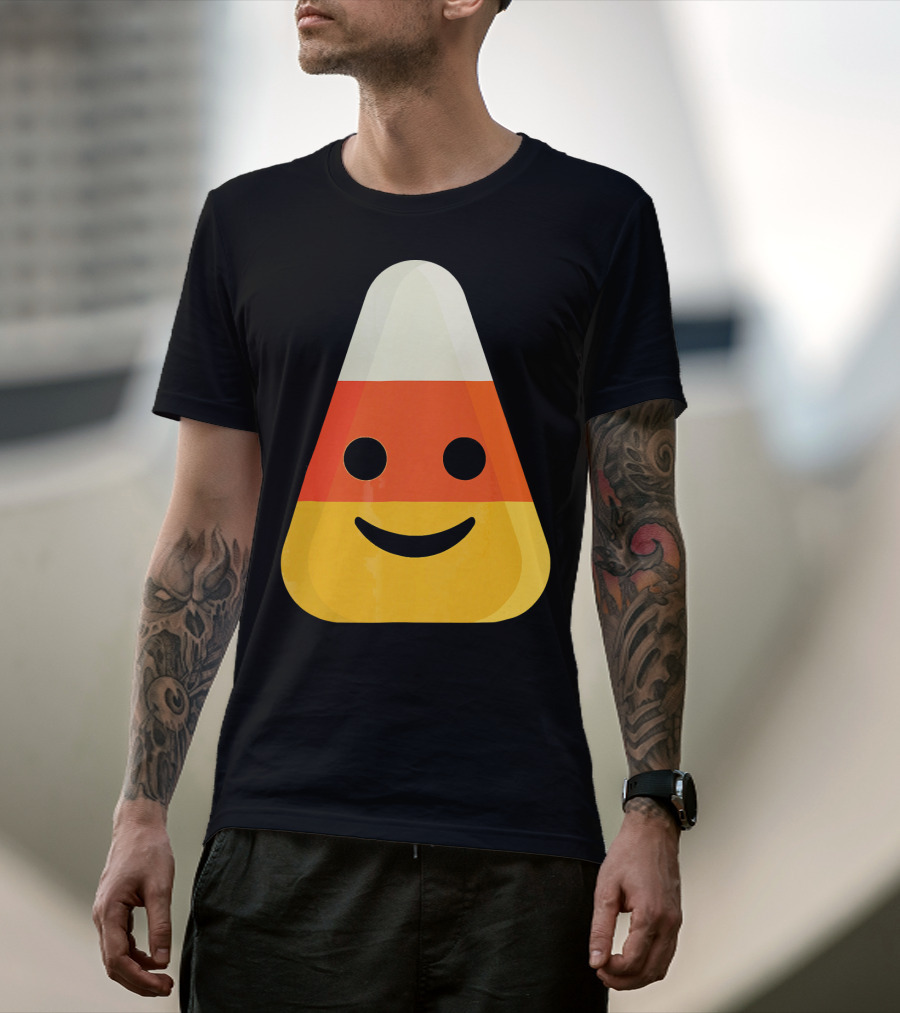 Candy Corn Smiling Emoji Face T-Shirt